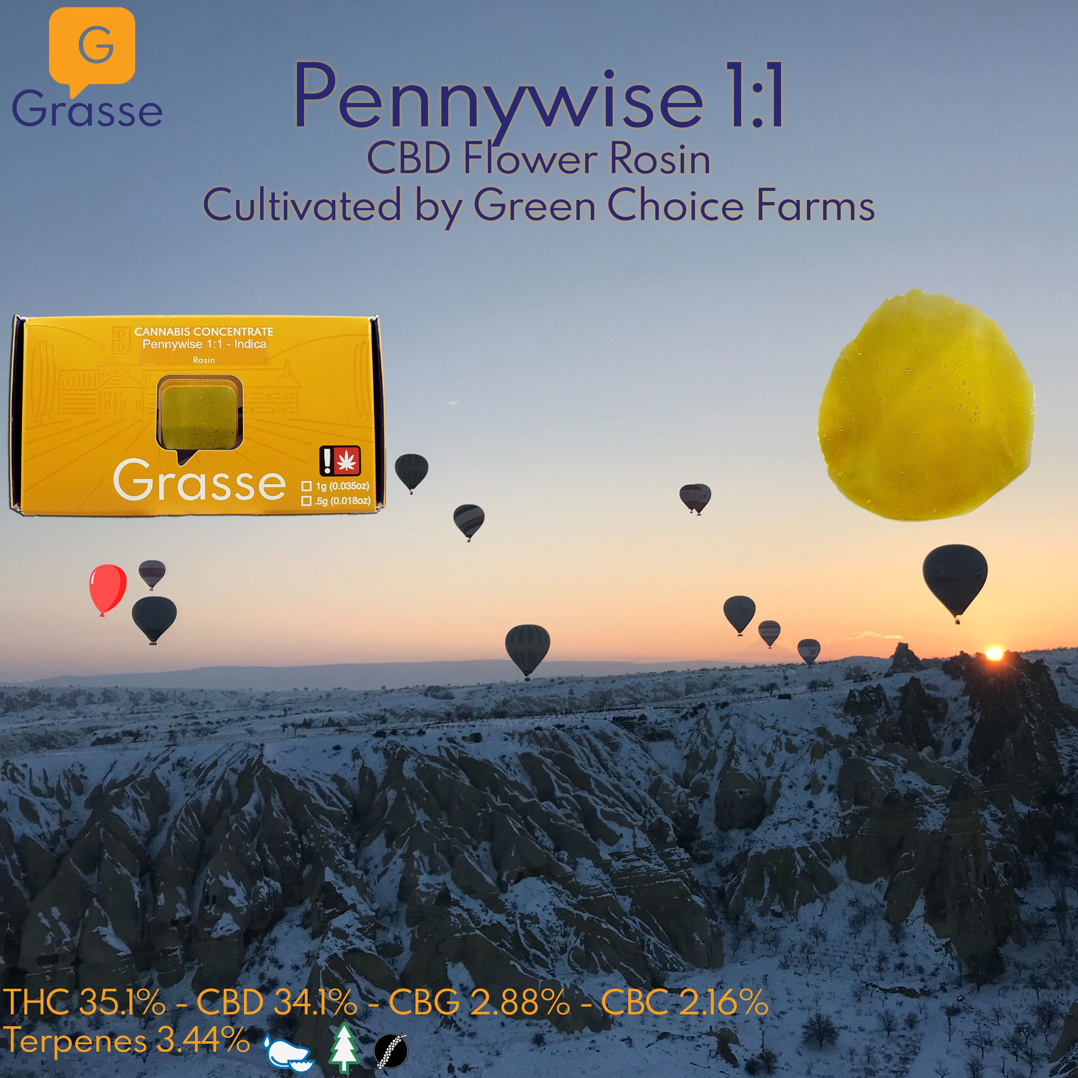 Grasse: Pennywise Flower Rosin 1 to 1 - Indica | Leafly